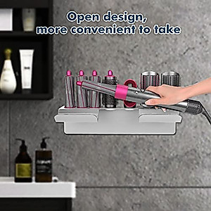 JiRiCHMi Storage Stand Holder for Dyson Airwrap, Metal Wall Mount Stand for 8-Hole Airwrap Styler and Accessories, for Home Bedroom Bathroom, Silver (Stand Only)