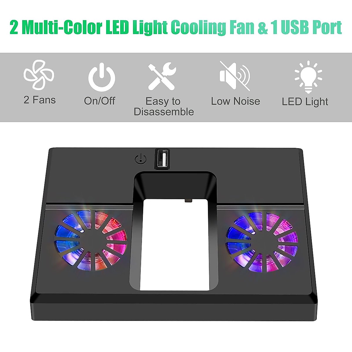 Linkstyle Cooling Fan for Xbox Series X, Vertical Cooling Stand Cooling System with Colorful RGB Lights and 1 USB Port