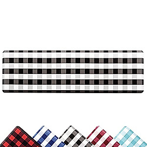 Carvapet Kitchen Mat Cushioned Anti Fatigue Comfort Floor Mat Waterproof Non-Slip Kitchen Runner Rug Ergonomic Foam Standing Mat for Home Kitchen Office Laundry Buffalo Plaid,Black & White,17.3"x60"