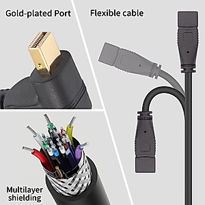 Duttek 4K Down Angled Mini DisplayPort Cable 1FT, Mini DisplayPort Extender Cable, (Mini DP Male to Mini DP Female Adapter) for Mini Displayport 1.4 Cable for Computer Laptop