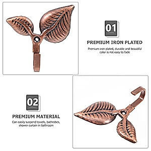 MAGICLULU 4pcs Metal Leaf Shaped Single Wall Hooks Vintage Iron Coat Hooks Rustic Wall- Mounted Coat Hangers for Home Scarf Bag Towel Key Cap Hat Copper