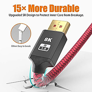 BIFALE VESA Certified 8K DisplayPort 1.4 Cable 10ft 2Pack, DP 1.4 Cable Nylon Braided Supports (8K@60Hz, 4K@144Hz and 1080P@240Hz), HBR3, 32.4Gbps, HDCP 2.2, DSC1.2 for Laptop Gaming Monitor