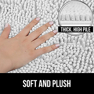 Gorilla Grip Area Rug Set and Bath Rug, Area Rug Set Size 22 x 19 x 15 in, Absorbent Washable Mats, Bath Rug Size 44 x 26 in, Shaggy Machine Washable Mats, Both in White, 2 Item Bundle