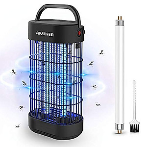 AMUFER Bug Zapper Indoor,Electric Mosquito Zapper with 16W UV Light,4000V Powerful Electric Shock Mosquito Trap, Fly Zapper(Black)