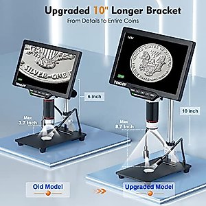 TOMLOV DM202 HDMI Digital Microscope,10.1 Inch LCD Microscope,16MP Coin Microscope Camera with Screen for Adults, Micro Soldering Microscope, TV/Windows/Mac Compatible, 32GB Card Included