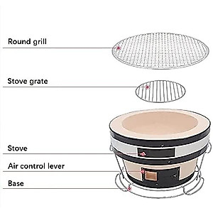 Yingm Japanese Round Yakatori Charcoal Grill/Ceramic Clay BBQ/Tabletop Barbecue Stove with Wire Mesh Grill for Backyard Outdoor Cooking