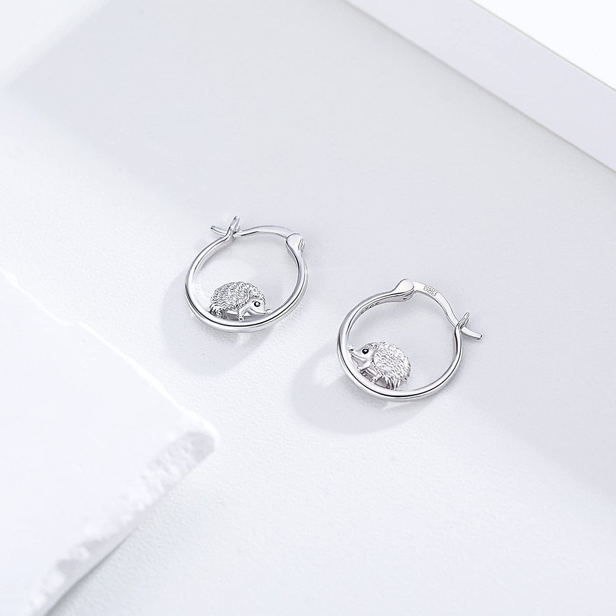 CHENGHONG Hedgehog Earrings 925 Sterling Sliver Hedgehog Hoop Earrings Hypoallergenic Cute Animal Huggies Eearrings Hedgehog Jewelry Gifts for Women