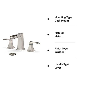 Bathroom Faucets for Sink 3 Holes, Brushed Nickel Bathroom Faucet, 8inch Widespread & Waterfall Bathroom Faucet with Stainless Steel Pop Up Drain and cUPC Lead-Free Hose -(Brushed Nickel)