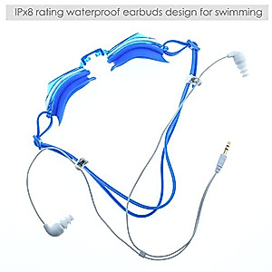 SWMIUSK Short Cord Waterproof Earbuds for Swimming, Easy Flip Turns and Not Falling Off, Wired 3.5 mm Jack 15-inch Cord Length, Underwater Headphones for Diving, Snorkeling, Showering, Running (White)