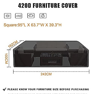 Kovshuiwe Patio Furniture Covers, Waterproof for Table and Chair Covers Rectangular Patio Table Cover 420D Oxford Fabric Patio Set Table Cover, Windproof, Anti-UV (95'' x 64'' x 39'')