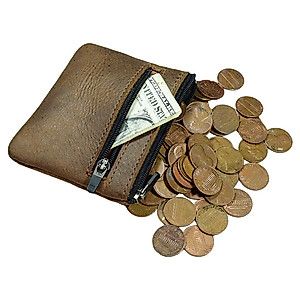 Hide & Drink, Leather Zippered Cash Organizer, Wallet Pouch, Cable & USB Holder, Pocket Accessories, Handmade - Bourbon Brown