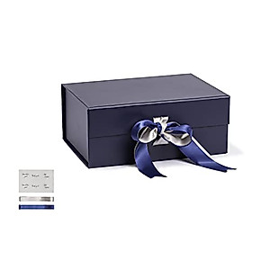 SKETCHGROUP Navy Blue Gift Box with 2 Ribbons for Luxury Packaging-Magnetic Closure- Sturdy-Foldable-Keepsake box (A5 SIZE)