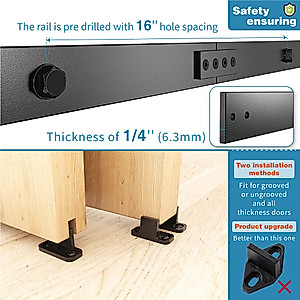 ZEKOO 12FT Single Track Bypass Sliding Barn Door Hardware Kit for Double Doors, Barn Door Bypass Hardware Kit, Flat Track Roller, Low Ceiling (J Shape Hanger)