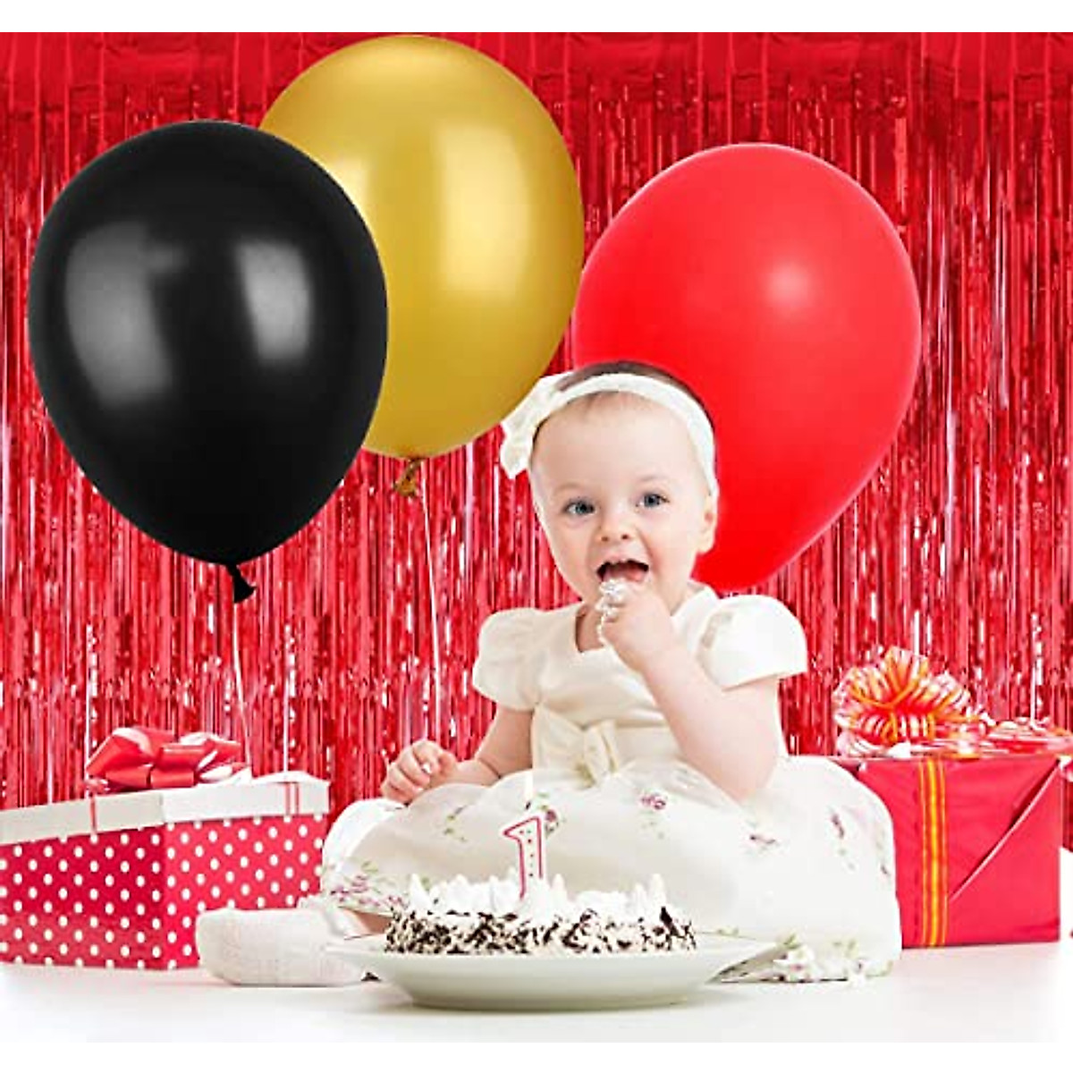 3Pcs Red Metallic Tinsel Foil Fringe Curtains,3.28ft x 6.56ft Photo Booth Props.Glitter String Backdrop Streamers for Door Wall Tassle Curtains Background Birthday, Christmas Party Decorations