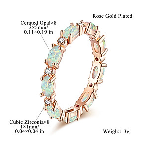 CiNily Gold Rings 14K Gold Plated Created Opal Rings for Women Engagement | Wedding | Eternity Bands Cubic Zirconia Promise Rings for Her Diamond Accents Ring Size 6-10.5