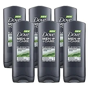 Dove Men Care Body & Face Wash, Minerals and Sage - 13.5 Fl Oz / 400 mL X 6 Pack Case, Made in Germany