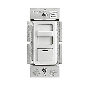 Leviton IP710-DLZ IllumaTech Slide Dimmer for LED 0-10V Power Supplies, 1200VA, 10A LED, 120/277 VAC, White w/Color Change Kits Included & IPKIT-G GY CLR Conv KIT Slider/Push BTN