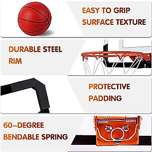 Xucutu Indoor Mini Basketball Hoop for Door - Foldable Over The Door Basketball Hoop Indoor for Kid with 4 Balls for Wall & Room Basketball Toy Gift for Boy Kids Teens