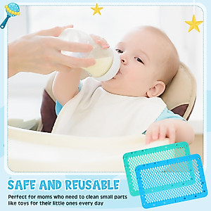 Maxcheck Silicone Dishwasher Bag Large Baby Bottles Dishwasher Bag Silicone Dishwasher Bag for Small Items Bottle Nipples Breast Pump Accessories Pacifier Toy Parts(Blue, Green)