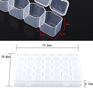 Alvinlite 28 Grids Plastic Organizer Box with Adjustable Dividers, Clear Storage Container for Beads Earring Jewelry Craft Tackles Tools