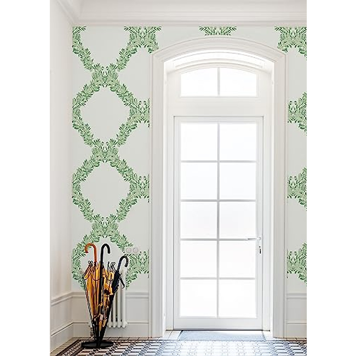 Scalamandre Jade Wreath Peel & Stick Wallpaper, Green