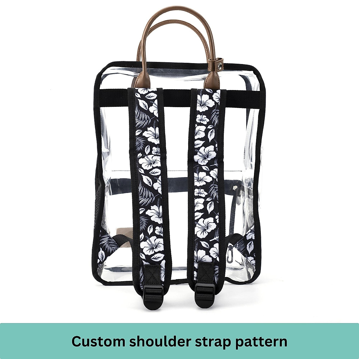 Thick Clear Backpack with Leather Carrying Handle, Transparent School Book Bag, See Through Bags for for Adults, TPU Bookbags