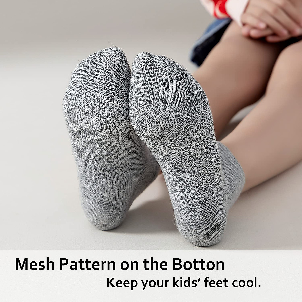 EPEIUS Kids Ankle Socks Girls Seamless Low Cut No Show Socks Cotton Thin Athletic Socks for Boys 5-7 Years White 6 Pack M