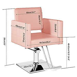 Paddie Hydraulic Salon Chair for Hair Stylist, 360 Degrees Rolling Swivel Barber Chairs All Purpose Beauty Spa Equipment, Max Load Weight 330 Lbs (Pink)