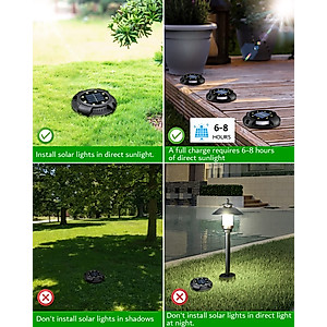 Biling Solar Outdoor Lights Walkway Lights 12 Packs, Bright Solar Ground Lights Uplight Sidelight, Waterproof Solar Deck Lights for Yard Walkway Garden Poolside (White)