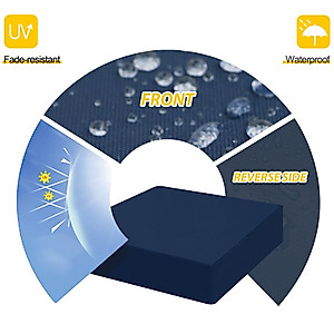 AAAAAcessories Outdoor Seat Cushions for Patio Furniture, Waterproof Replacement Patio Chair Cushions, Set of 2, 21 x 21 x 4 Inch, Navy Blue