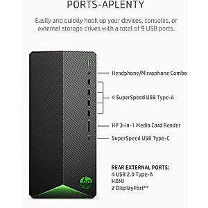 HP Newest Pavilion Premium Gaming Desktop PC: 6-Core AMD Gaming Processor Ryzen 5 5600G(Upto 4.4GHz), 32GB RAM, 1TB SSD+1TB HDD, 4GB AMD Radeon RX5500, WiFi, Bluetooth, HDMI, DP, USB-C, Win10, TF