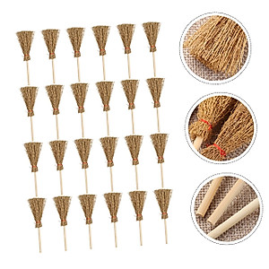 WOONEKY 72 Pcs Mini Red Rope Broom 24pcs (Large Broom) Mini Witches Broomsticks Mini Cinnamon Brooms Stick Halloween Decorations Wizard Flying Broom Witch Broom Decoration Brown Pine Wood