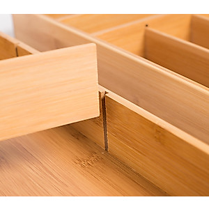 BirdRock Home 2 pc Bamboo Utility Drawer Organizer – Utensil Silverware – Spoon Knife Fork –18 Inch – Large – Natural Wood – Tray – Adjustable Kitchen Organization