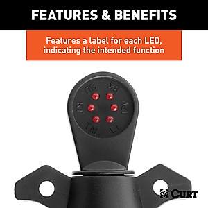 CURT 58271 7-Pin RV Blade Trailer Wiring Towing Vehicle Socket Tester, Black