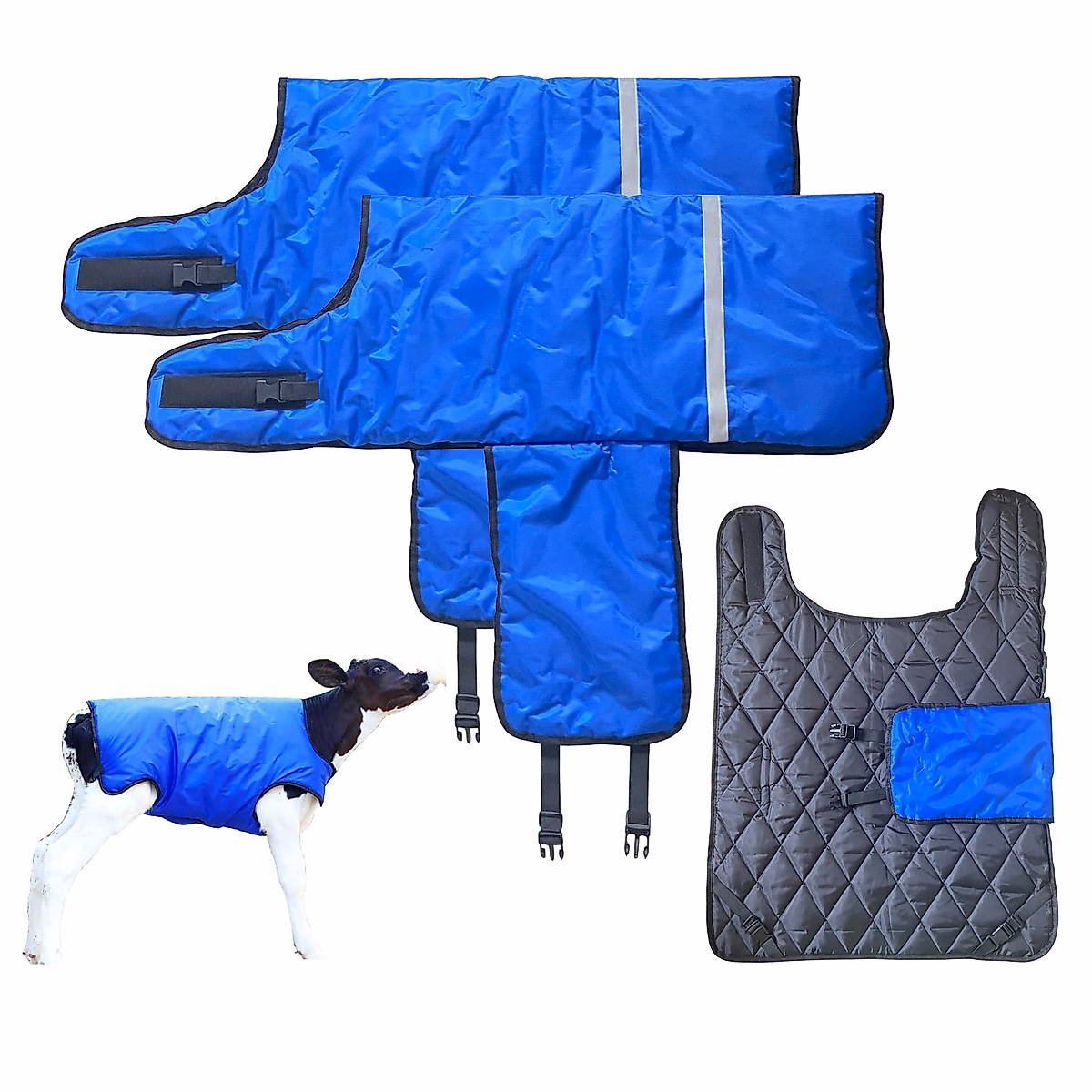 Calf Blanket Horse Blanket Thickened Warm Calf Clothing Windproof Waterproof Calf Warm Artifact Calf Cold Clothing Calf Keep Warm Clothing Horse Blanket for Cattle(Blue 2 Pack)