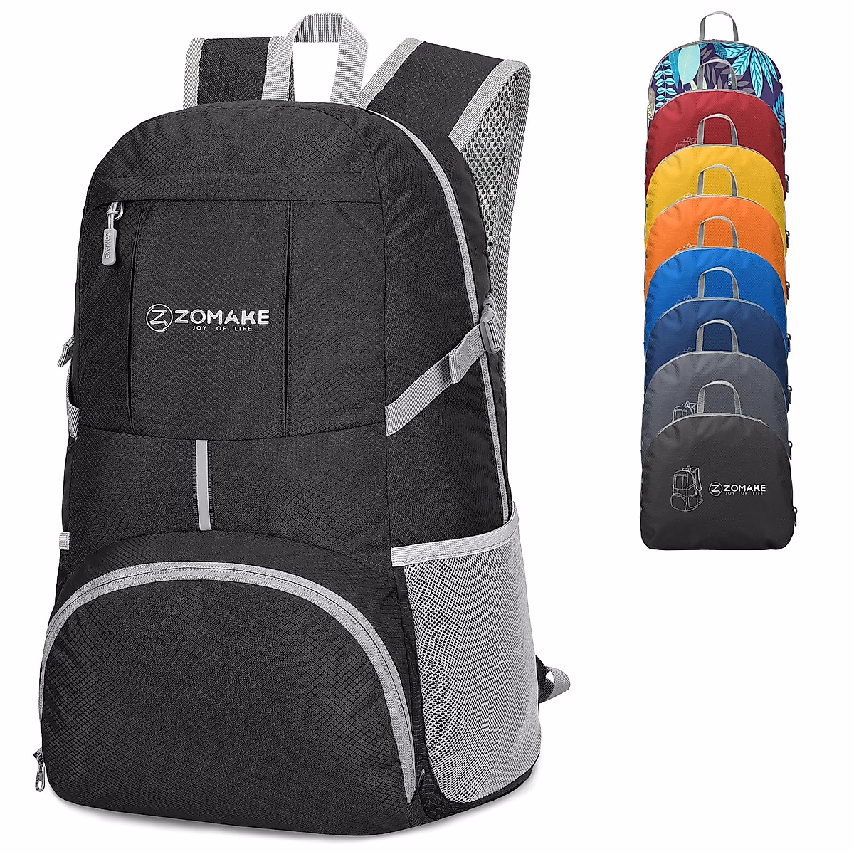 ZOMAKE Lightweight Packable Backpack 35L - Light Foldable Backpacks Water Resistant Collapsible Hiking Backpack - Compact Folding Day Pack for Travel Camping(Black)