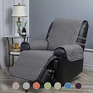 STONECREST Recliner Chair Cover Water Resistant, Reversible Washable Cover, Stay in Place (Dark Grey/Grey, Recliner 23" Regular)