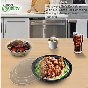 16 oz - 10 Count - Round Microwaveable Plastic Meal Prep Containers with Lids - Food Storage Container - Certified BPA-Free, Stackable, Reusable Microwave, Dishwasher, Freezer Safe, Disposable (Black)