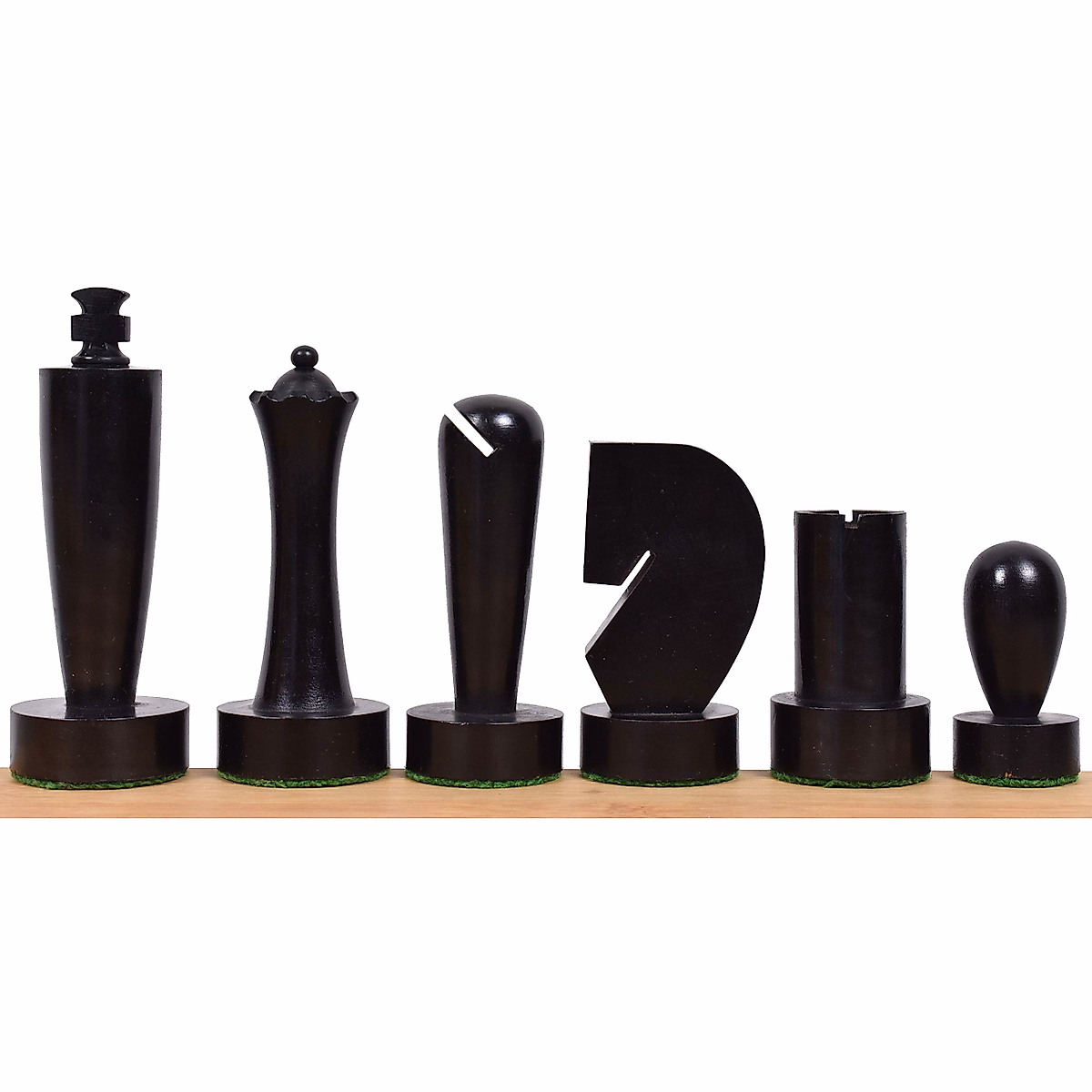 RoyalChessMall-3.9" Berliner Modern Minimalist Chess Pieces Only Set- Weighted Ebonised Boxwood