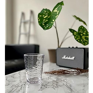 KLIFA- RIPPLE- 16 ounce, Set of 6, Acrylic Tumbler Drinking Glasses Cups, BPA-Free, Stackable Plastic Drinkware, Dishwasher Safe, Clear