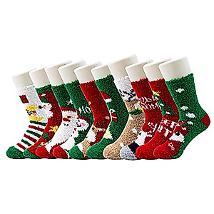 36 Pairs Christmas Fuzzy Socks for Women Men Christmas Gifts Stocking Stuffers Holiday Cozy Fluffy Warm Socks