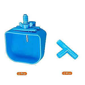 PATIKIL 88mm Width Rabbit Waterer Cups, 2 Pack Automatic Poultry Nipple Drinker Bowl Spilt for Small Animals Hamster Drinking, Blue