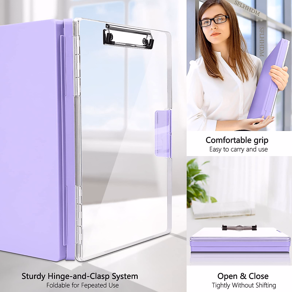 Clipboard with Storage,Heavy Duty Clip Boards 8.5x11 with 2 Storage Case,Clear Visible Top Panel Storage Clipboards,Side Opening Clip Boards,Nursing Clipboard Folder Case for Office Supplies-Purple