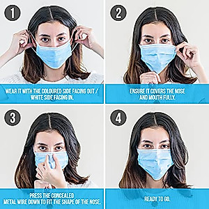 SereneLife 1000pcs 3-Ply Disposable Face Masks - 3 Layer Protection Breathable Non-Woven Face Masks, Facial Mouth Cover, 3ply Filter Mask SL3PLY1000