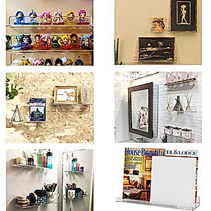 Cerpourt Acrylic Floating Wall Ledge Shelf, Wall Mounted Nursery Kids Bookshelf, Invisible Spice Rack, Clear Bathroom Storage Shelves Display,Acrylic 15" Invisible Bookshelf, Set of 4