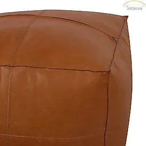 LEATHEROOZE Amazing Square unstuffed Ottoman Pouffe Moroccan Leather, Ottoman Square Pouf, Light tan Handmade Footstool Square pouffe Moroccan (44 * 44 * 18 inch)