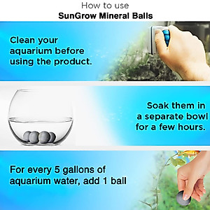 SunGrow Calcium-Rich Balls for Betta, Water Conditioner with Over 30 Beneficial Elements, Freshwater Fish Tank Decorations, 10 Pcs per Pack