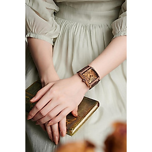 Valence Watches for Women, Vintage Square Face Wrist Watches for Women, Classic Ladies Quartz Watches with Brown Leather Band（83 Brown）