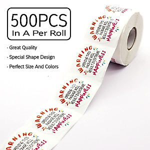 Warning Opening This Package Happiness Stickers,Thank You Stickers,Handmade Stickers,Small Shop Stickers,Envelopes Stickers for Small Business, Online Retailers,Handmade Goods,500 Labels Per Roll