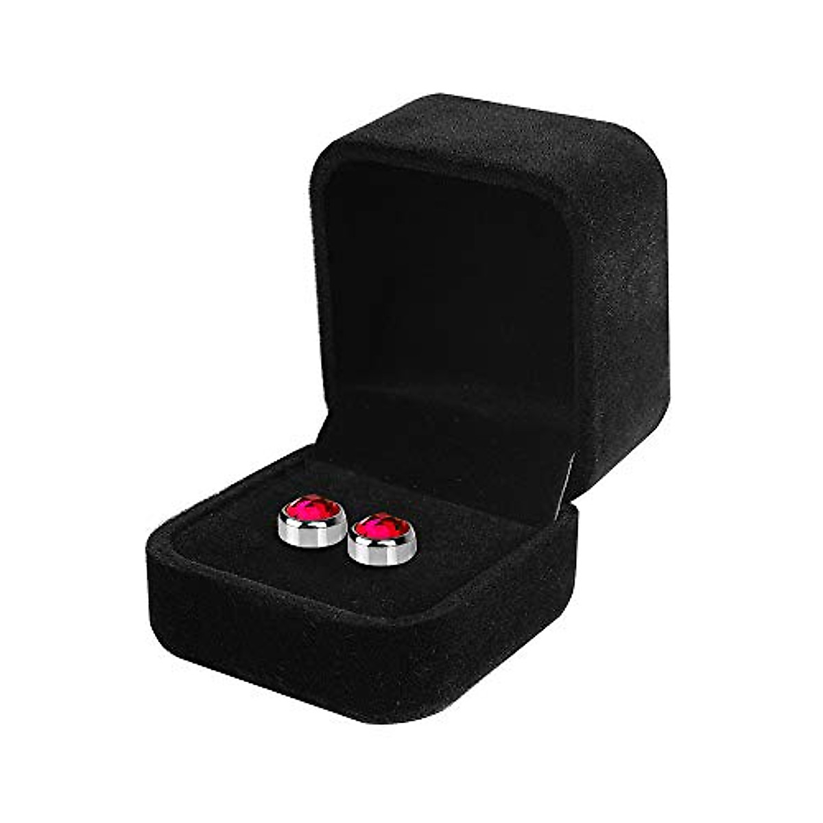 LamQee Engagement Ring Box Velvet Earrings Studs Ring Case Jewelry Display Storage Box Gift Box for Proposal Engagement Birthday Wedding Anniversary Valentine's Day, Black